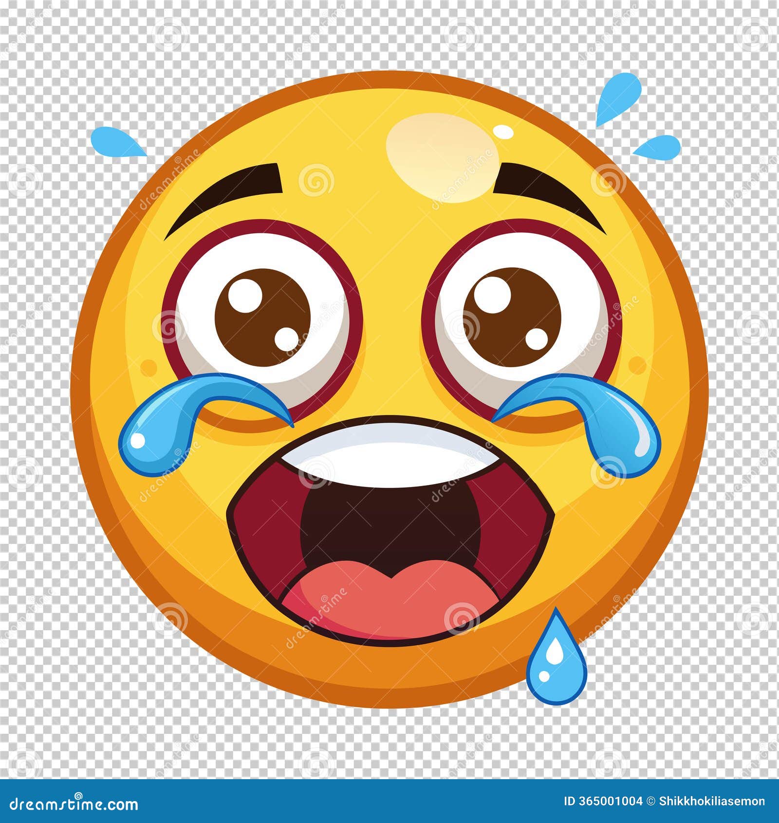 Exaggerated Crying Face Emoji With Distorted Features And Expression ...