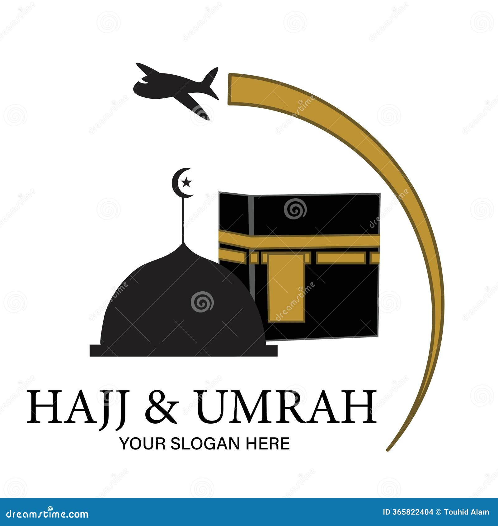 Mecca Travel Logo, Al Haj & Umrah Mubarak Tour Symbol Vector ...