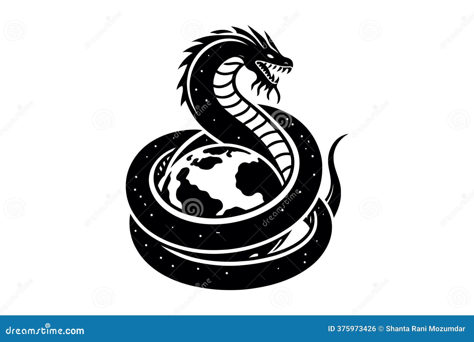 Mythical Leviathan Wrapping Earth – Biblical Sea Serpent In Intense ...