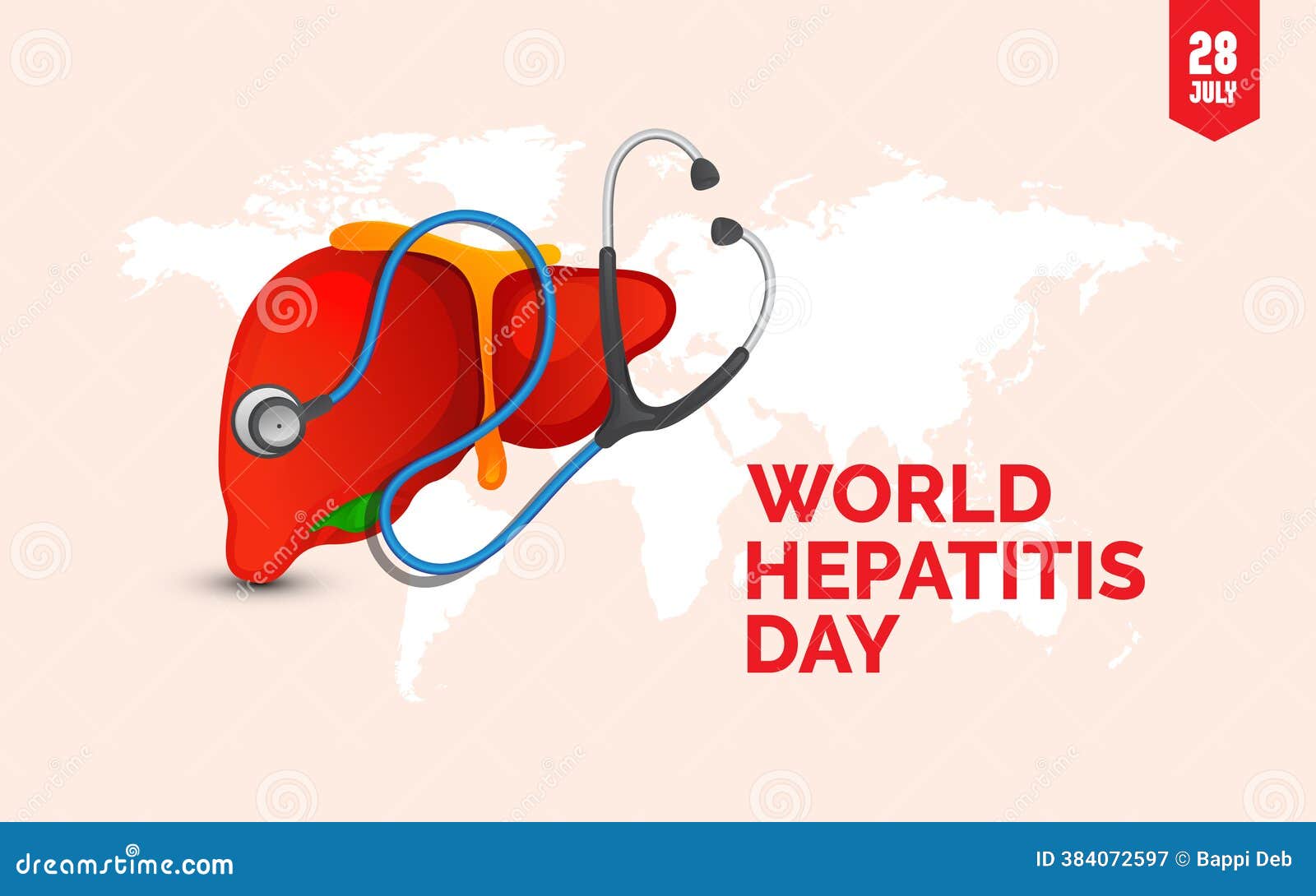 World Hepatitis Day Logo Or Banner With Big Liver Sign On World Map ...