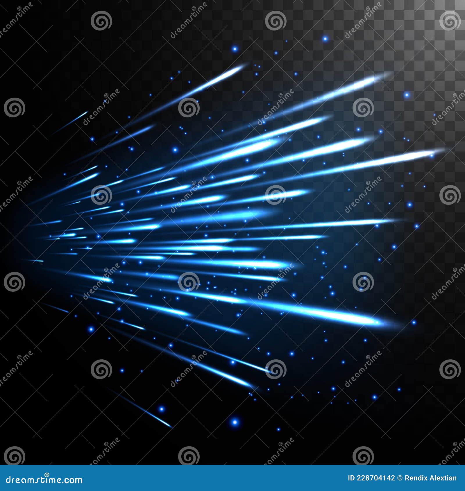 Abstract Light Speed Motion Effect, Blue Light Trail. Vector ...