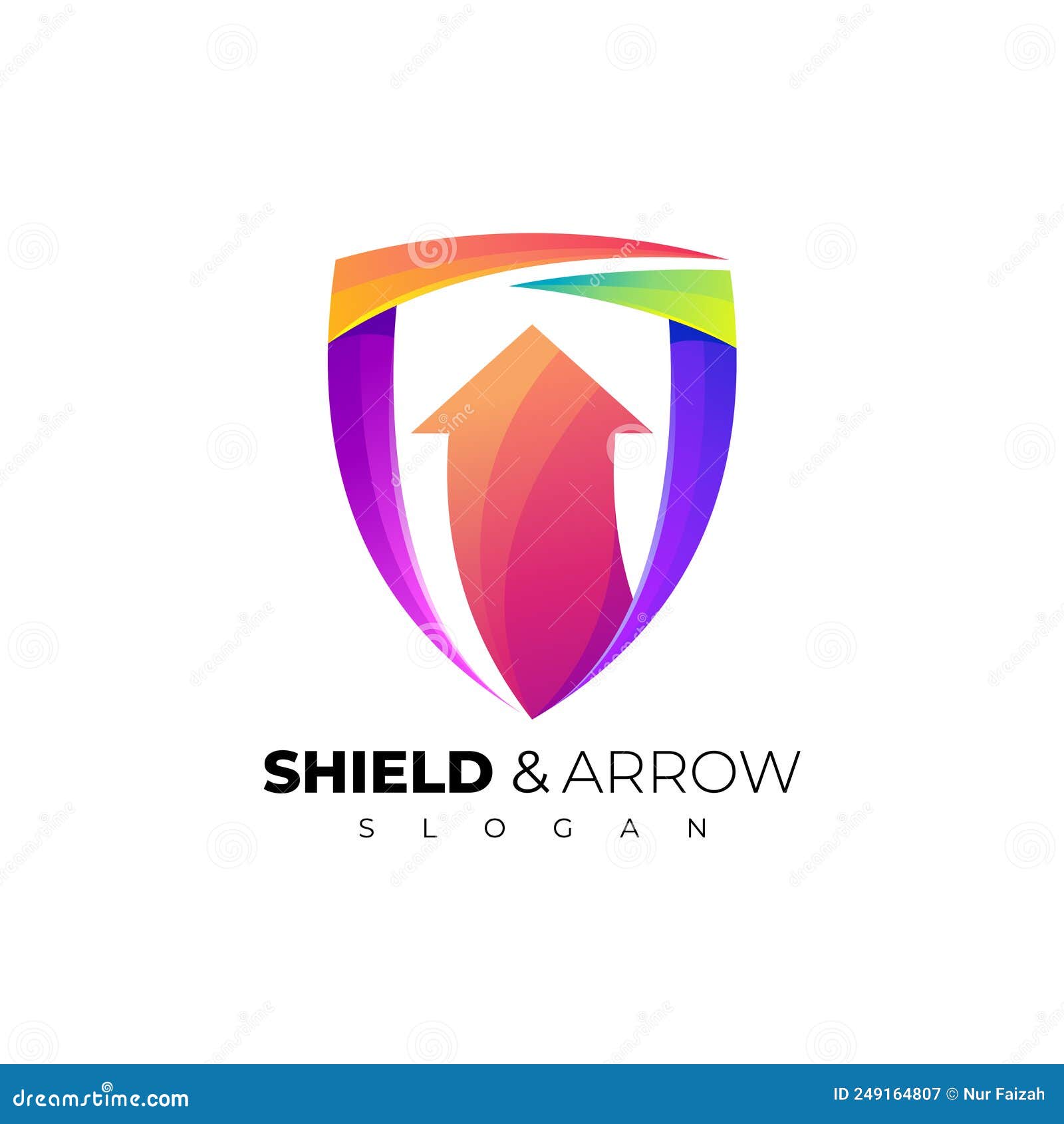 Abstract Shield Logo and Arrow Design Colorful, 3d Style Stock Vector ...