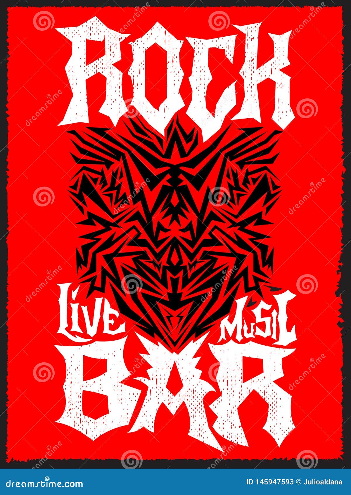 Rock Bar Hardcore Poster Design Template, Rock Pub Vector Poster ...