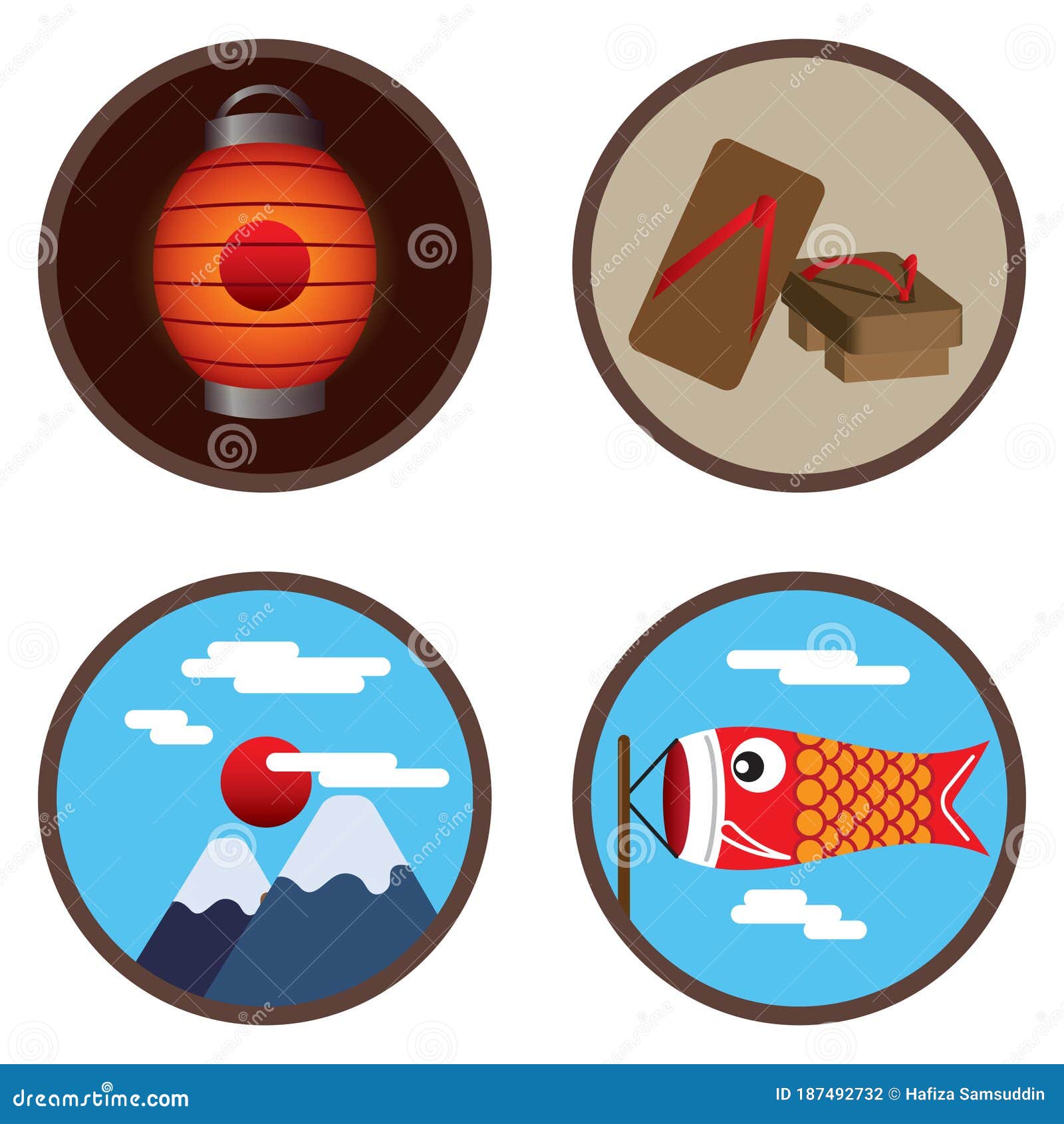 Print stock vector. Illustration of icon, geta, koinobori - 187492732