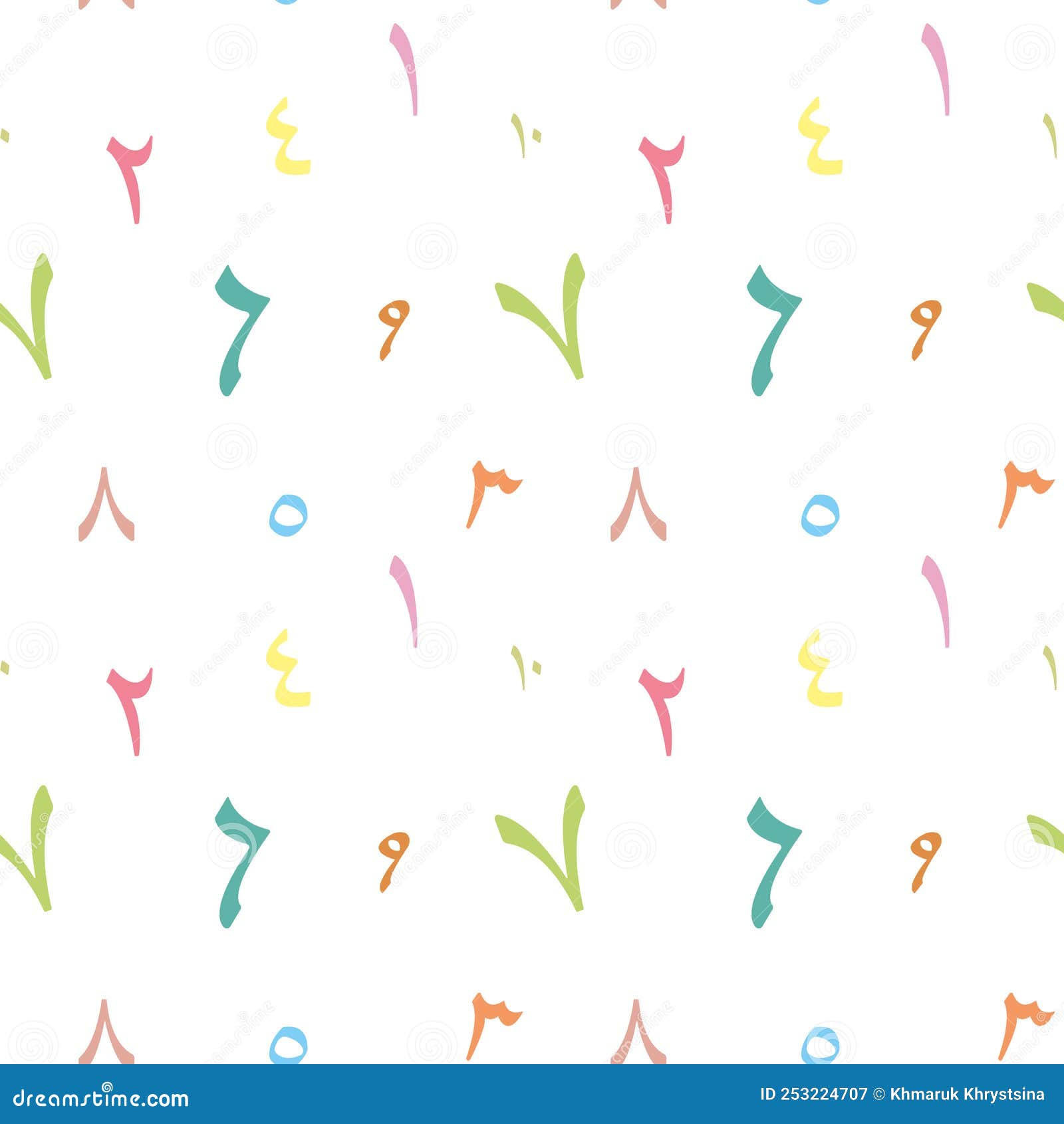 Seamless Pattern with Colored Arabic Numbers Stock Vector ...