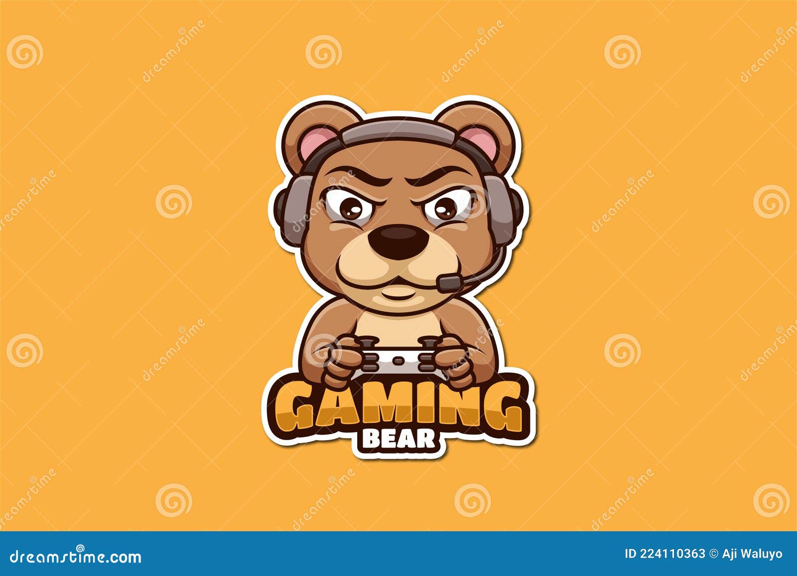 Bear Gaming Cartoon stock vector. Illustration of team - 224110363