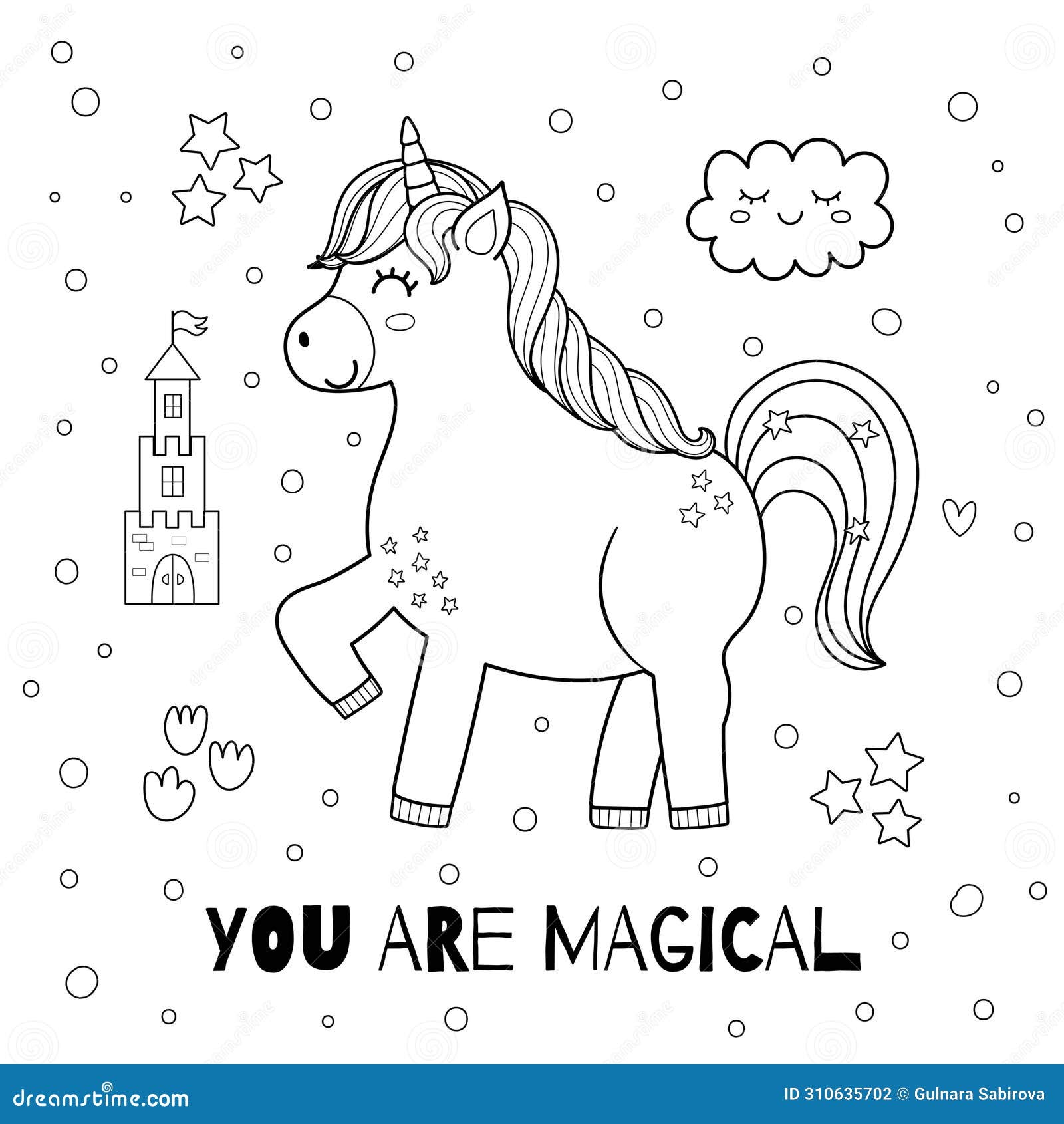 You Are Magical Black And White Print For Kids With A Cute Unicorn ...