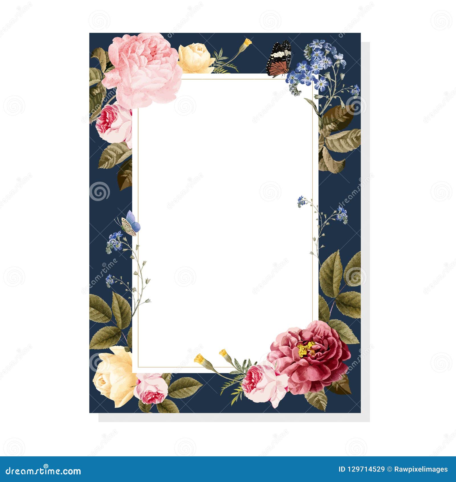 Blank Floral Frame Card Illustration Stock Illustration - Illustration ...
