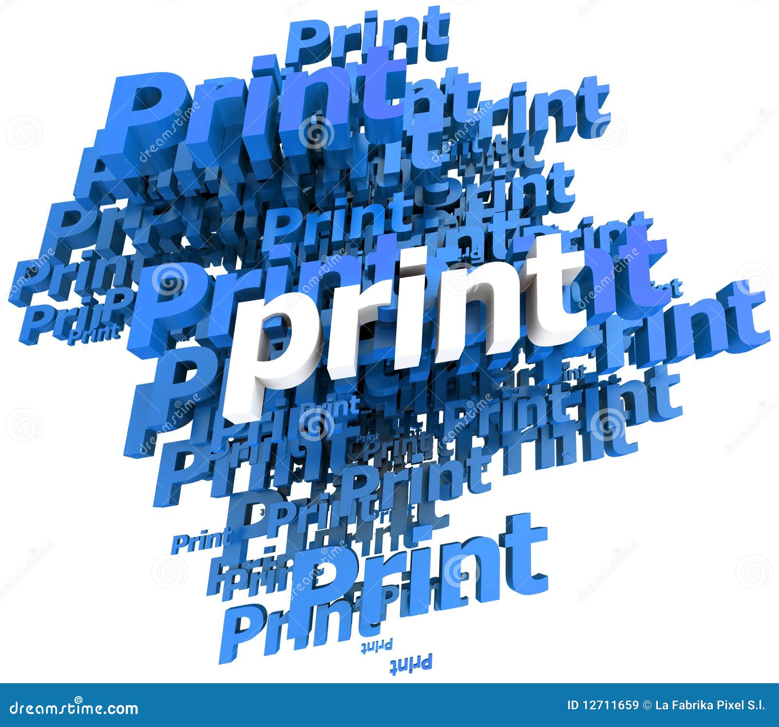 Print in blue stock illustration. Illustration of rendering - 12711659