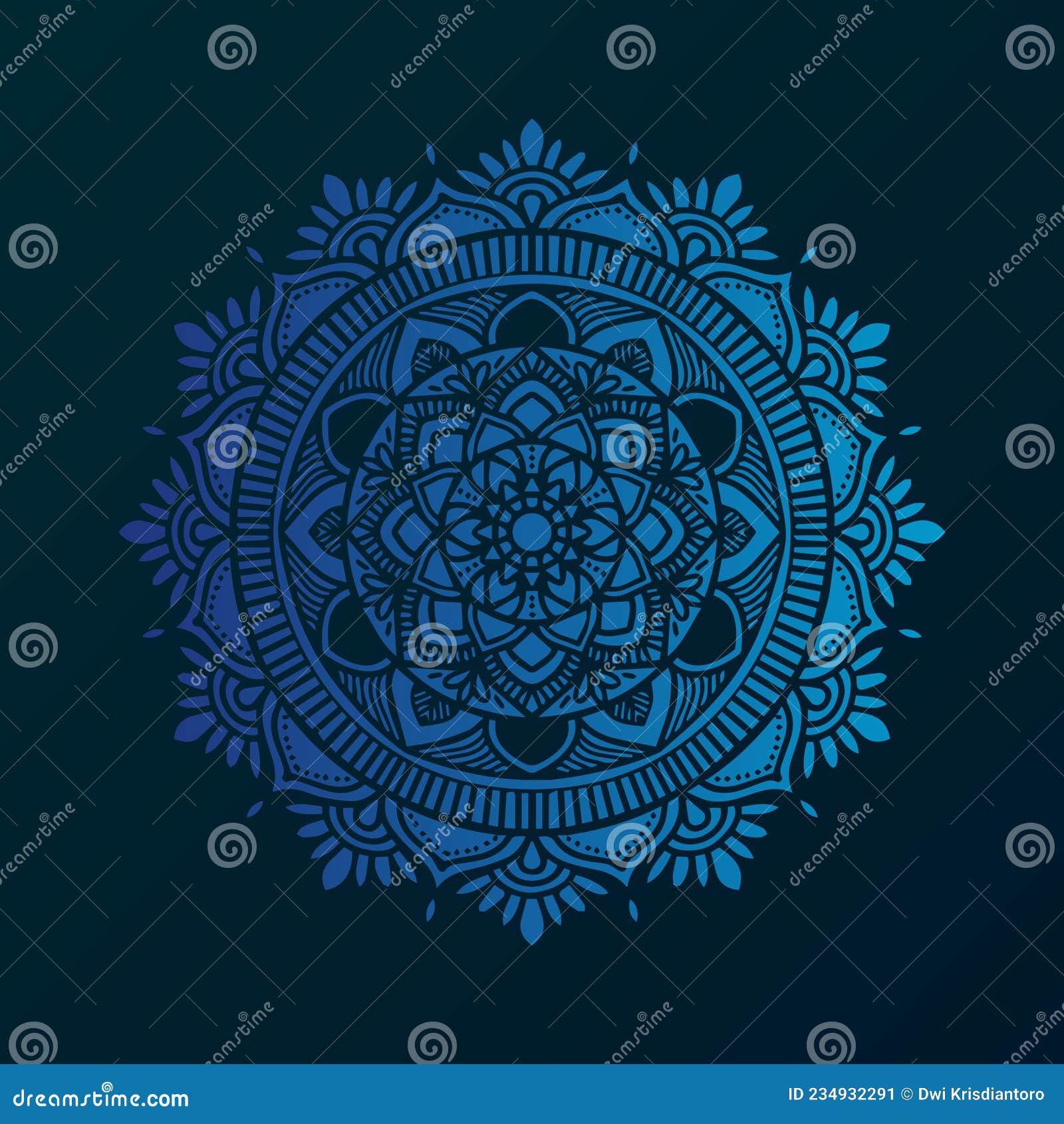 Blue Mandala Vector Art Design Illustration Template Eps File Stock ...