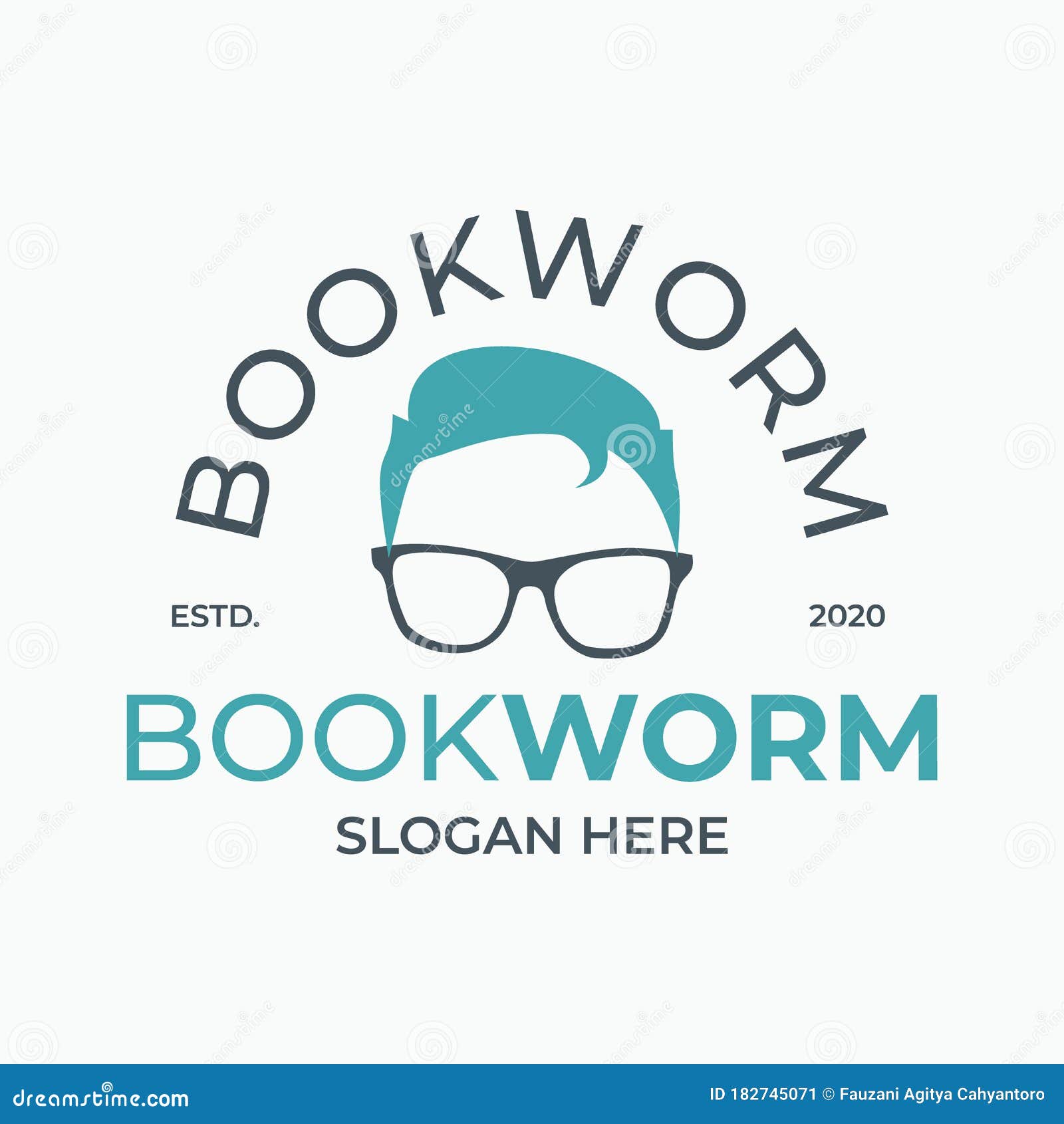 Bookworm Face - Green Face Logo with Glasses Stock Vector ...