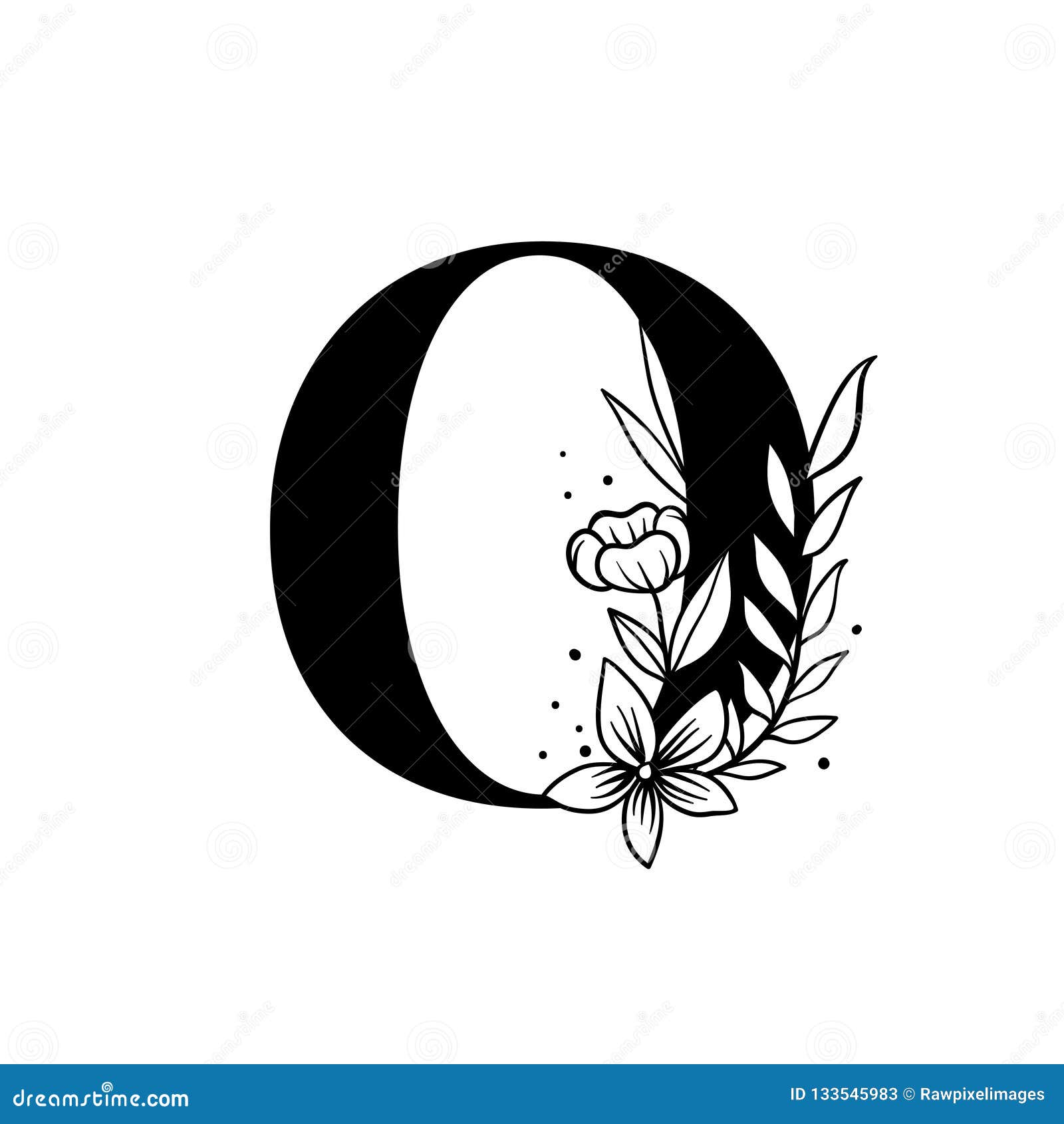 Botanical Capital Letter O Vector Stock Vector - Illustration of ...