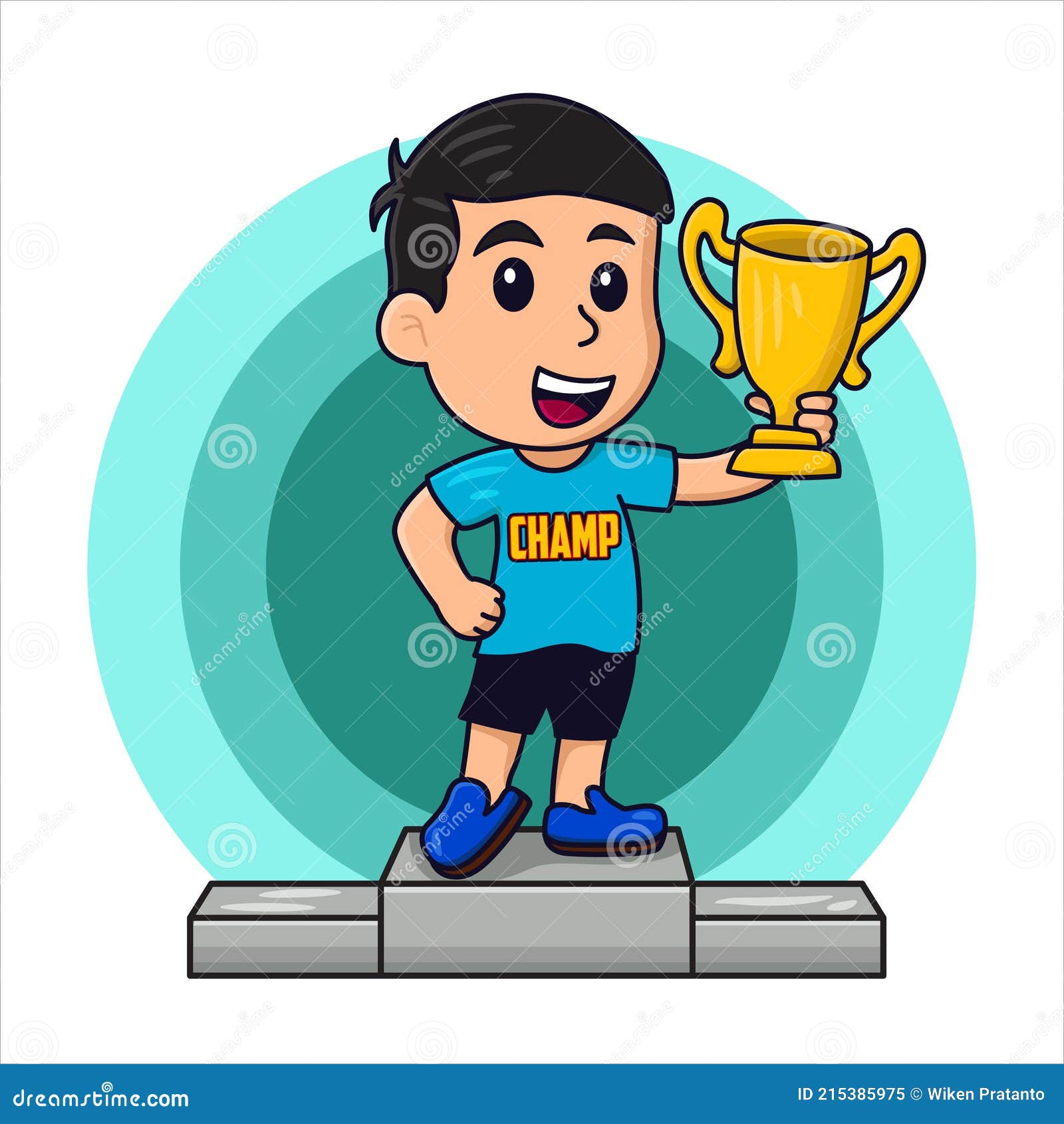 Champion Boy Holding His Trophy Stock Vector - Illustration of game ...