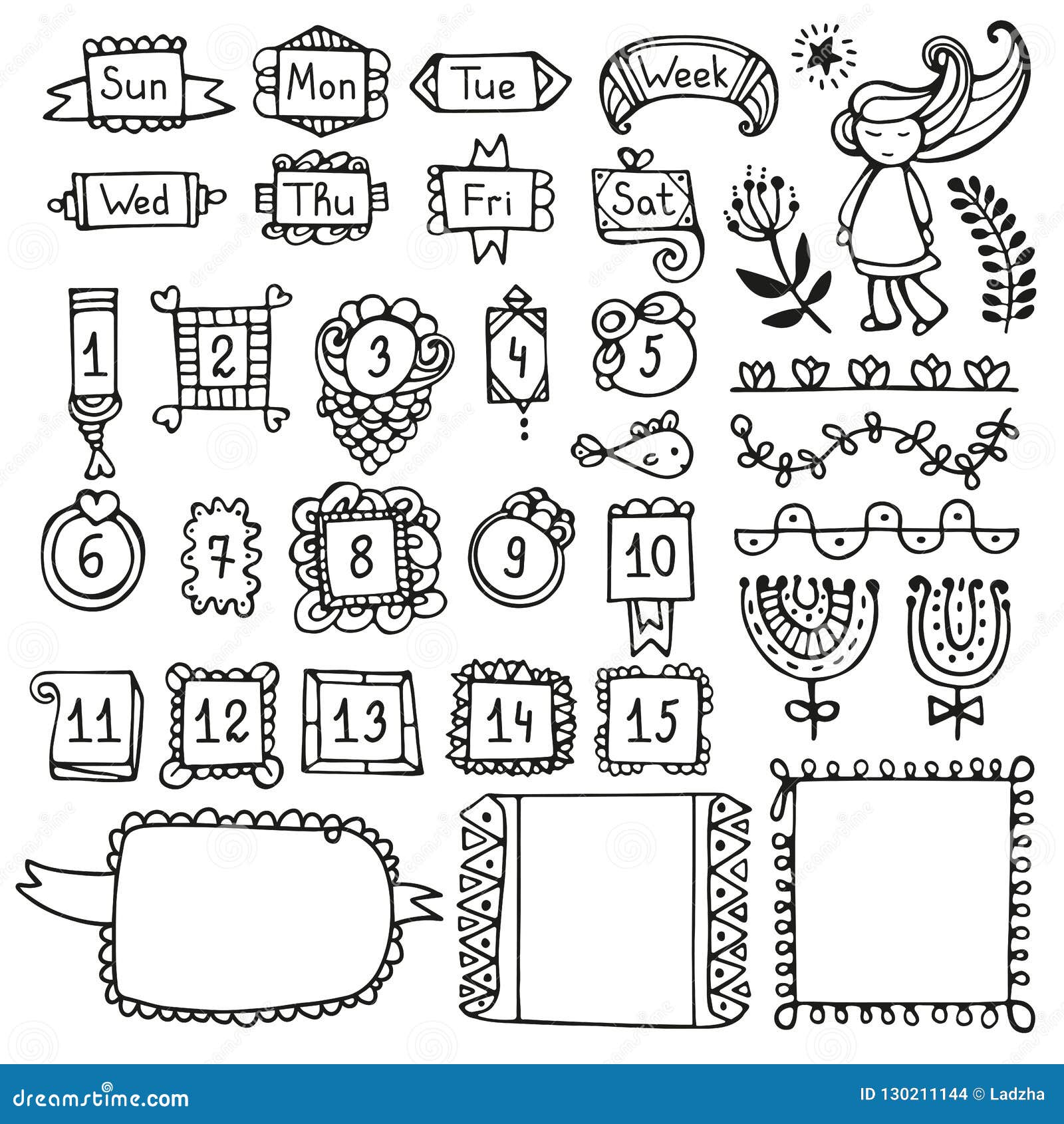Bullet Journal Hand Drawn Vector Elements for Notebook, Diary and ...