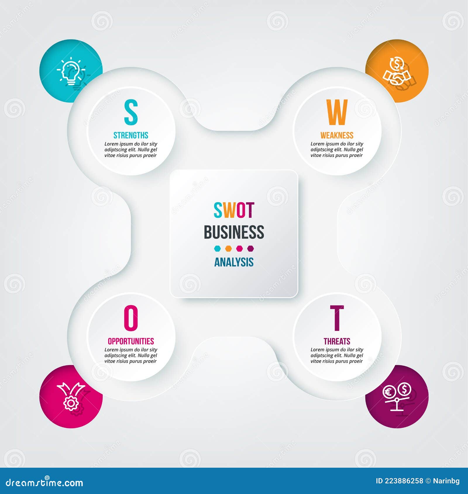 Business SWOT Infographic Template Design Cartoon Vector ...