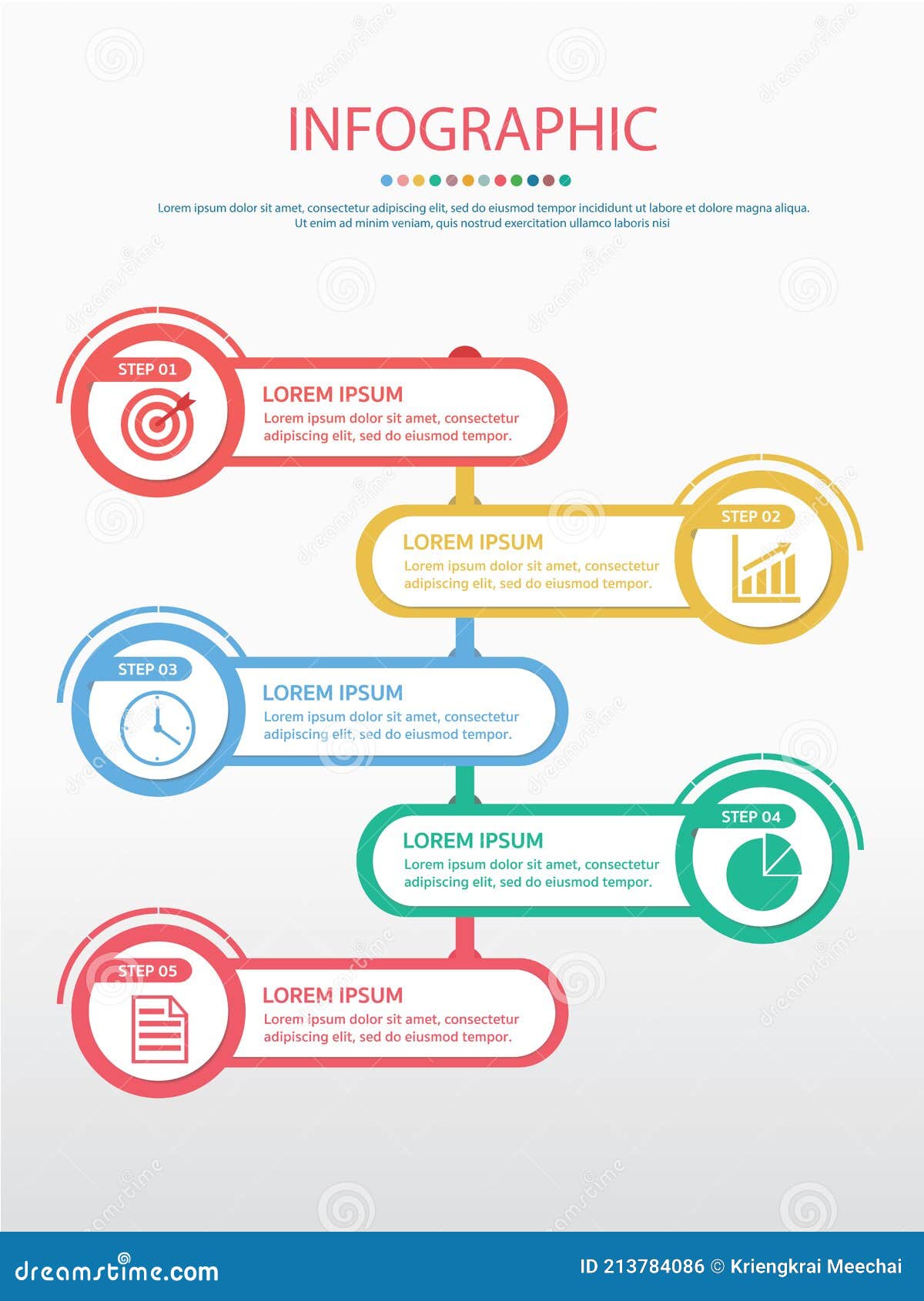 Step Flow Chart. Work Flow Process With Graphic Timeline, Sequence ...