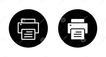 Print Button Icon on Black Circle. Printer Symbol Vector Stock Vector ...