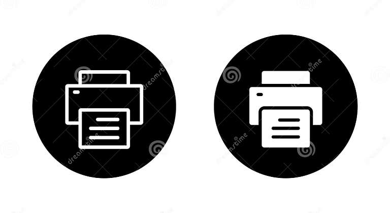 Print Button Icon on Black Circle. Printer Symbol Vector Stock Vector ...