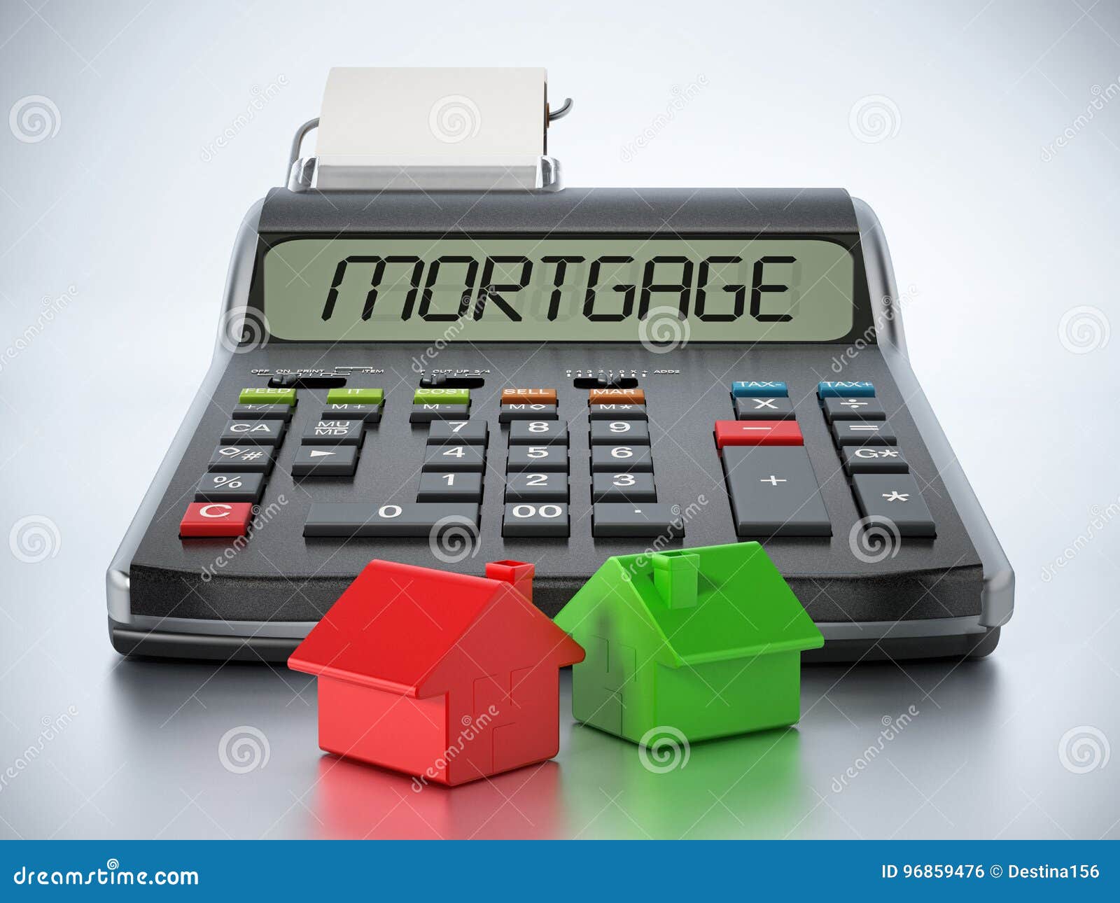 Print Calculator with Mortgage Text on the Screen. 3D Illustration ...