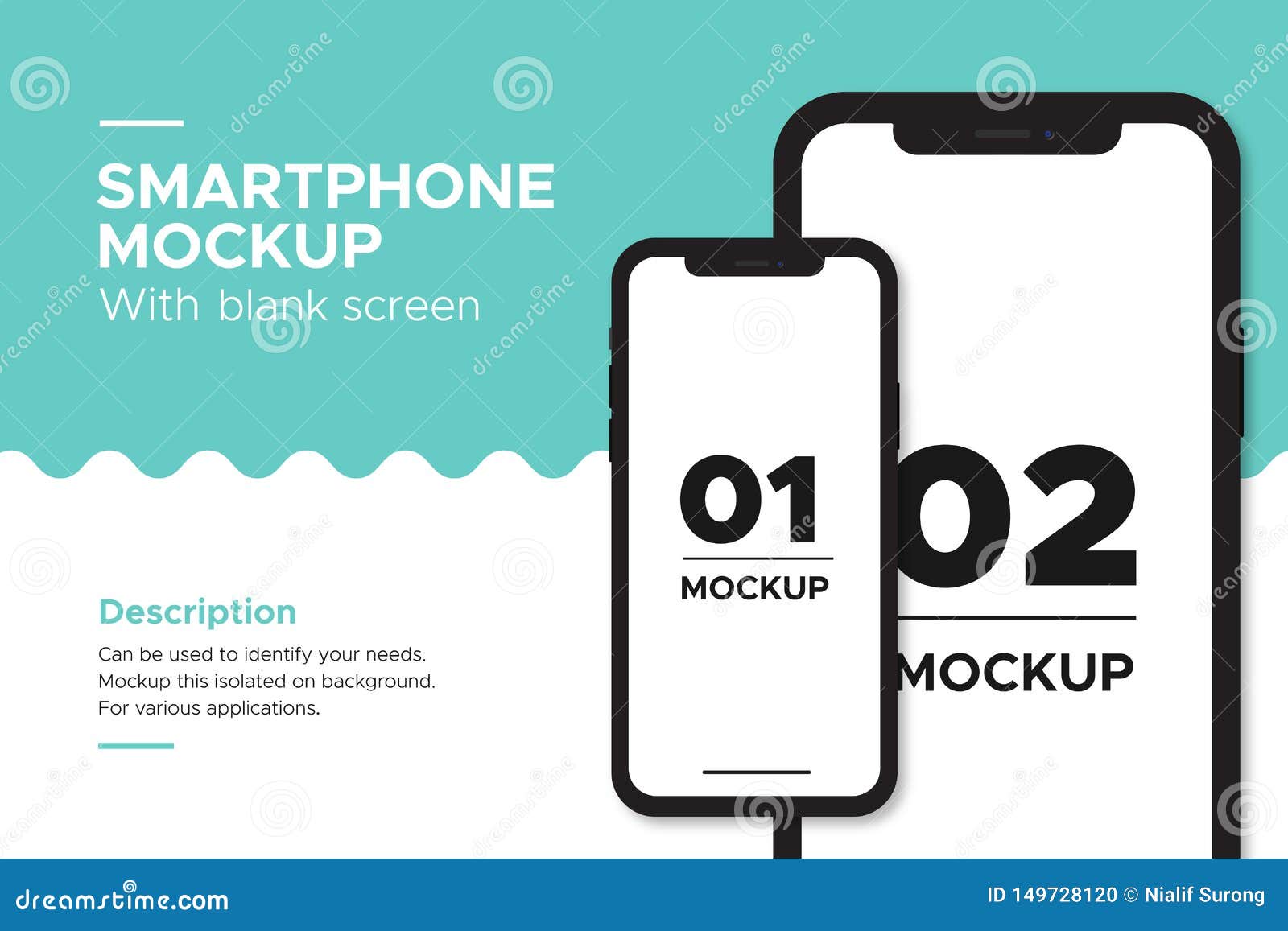 Phone Mockup With Blank App Screens. Blank Template For Showcase Your ...