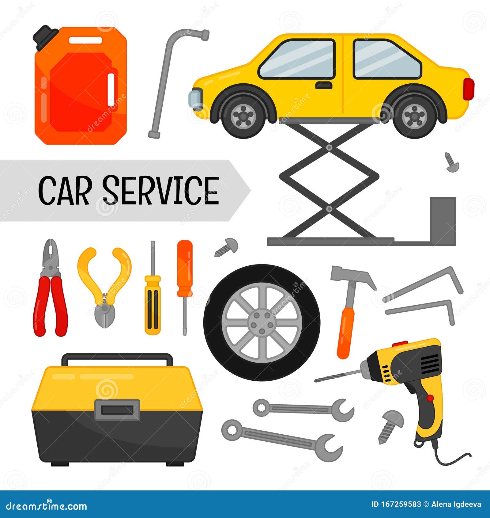 Car workshop equipment stock vector. Illustration of garage - 167259583