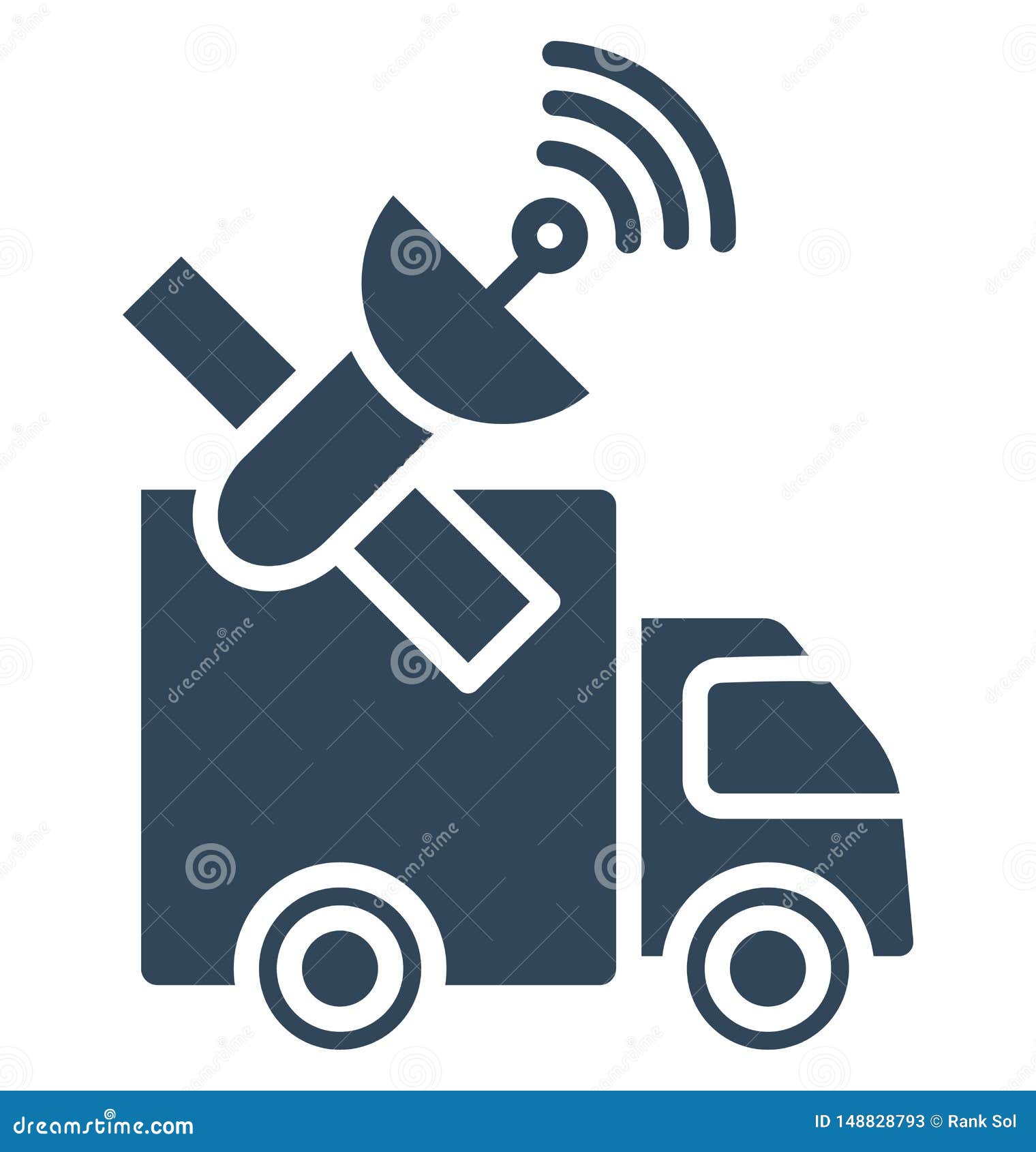 Cargo Tracking Men Front Box Package Truck Van Hand Hold Smartphone Map ...