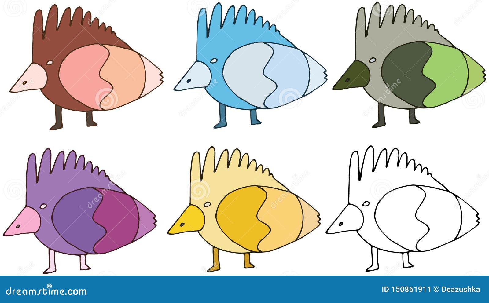 Print Cartoon Doodle Color Bird Set Monster Hand Draw Funny Stock ... Print Cartoon Doodle Color Bird Set Monster Hand Draw Funny Stock ...
