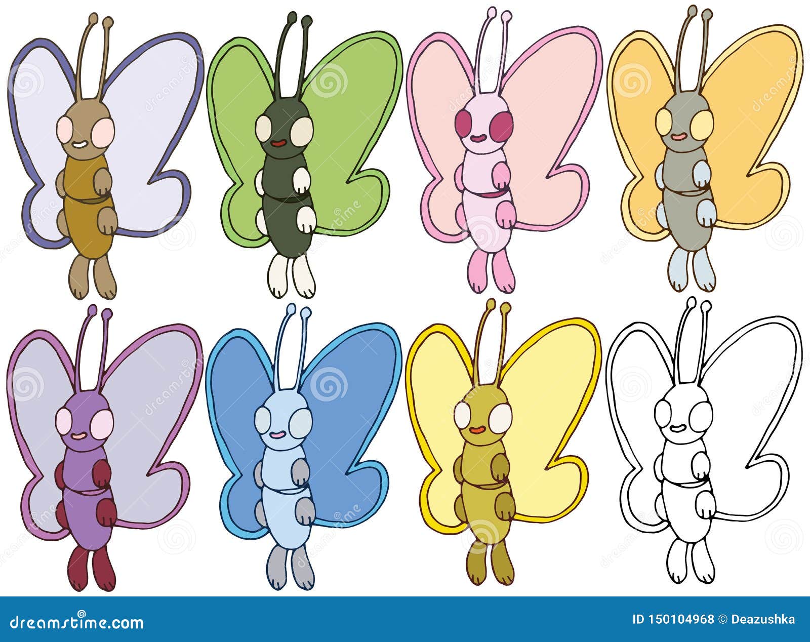 Print Cartoon Doodle Color Butterfly Monster Hand Draw Set Happy Stock ... Print Cartoon Doodle Color Butterfly Monster Hand Draw Set Happy Stock ...