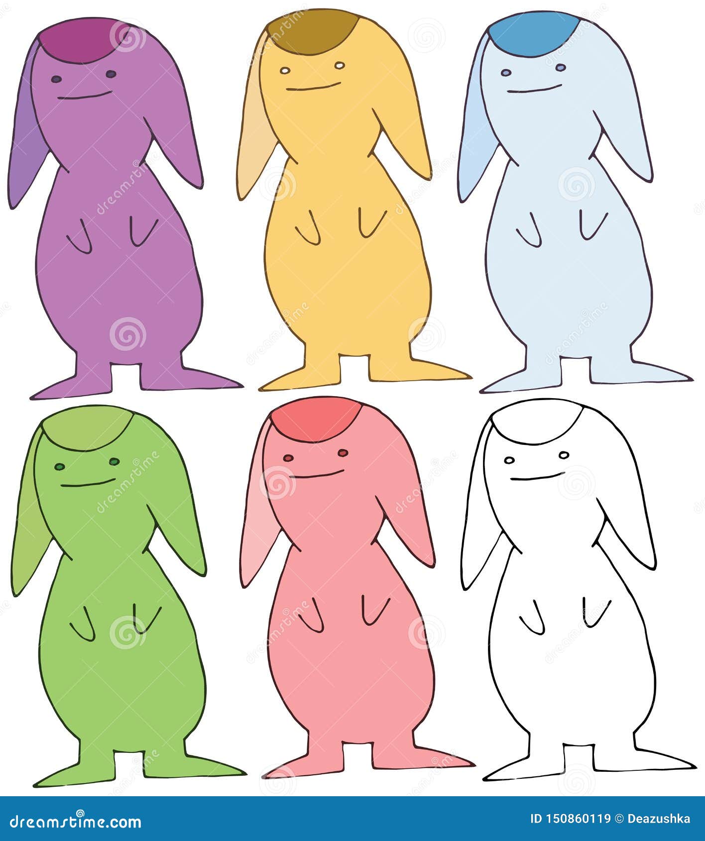 Print Cartoon Doodle Color Rabbit Set Hand Draw Happy Monster Stock ... Print Cartoon Doodle Color Rabbit Set Hand Draw Happy Monster Stock ...