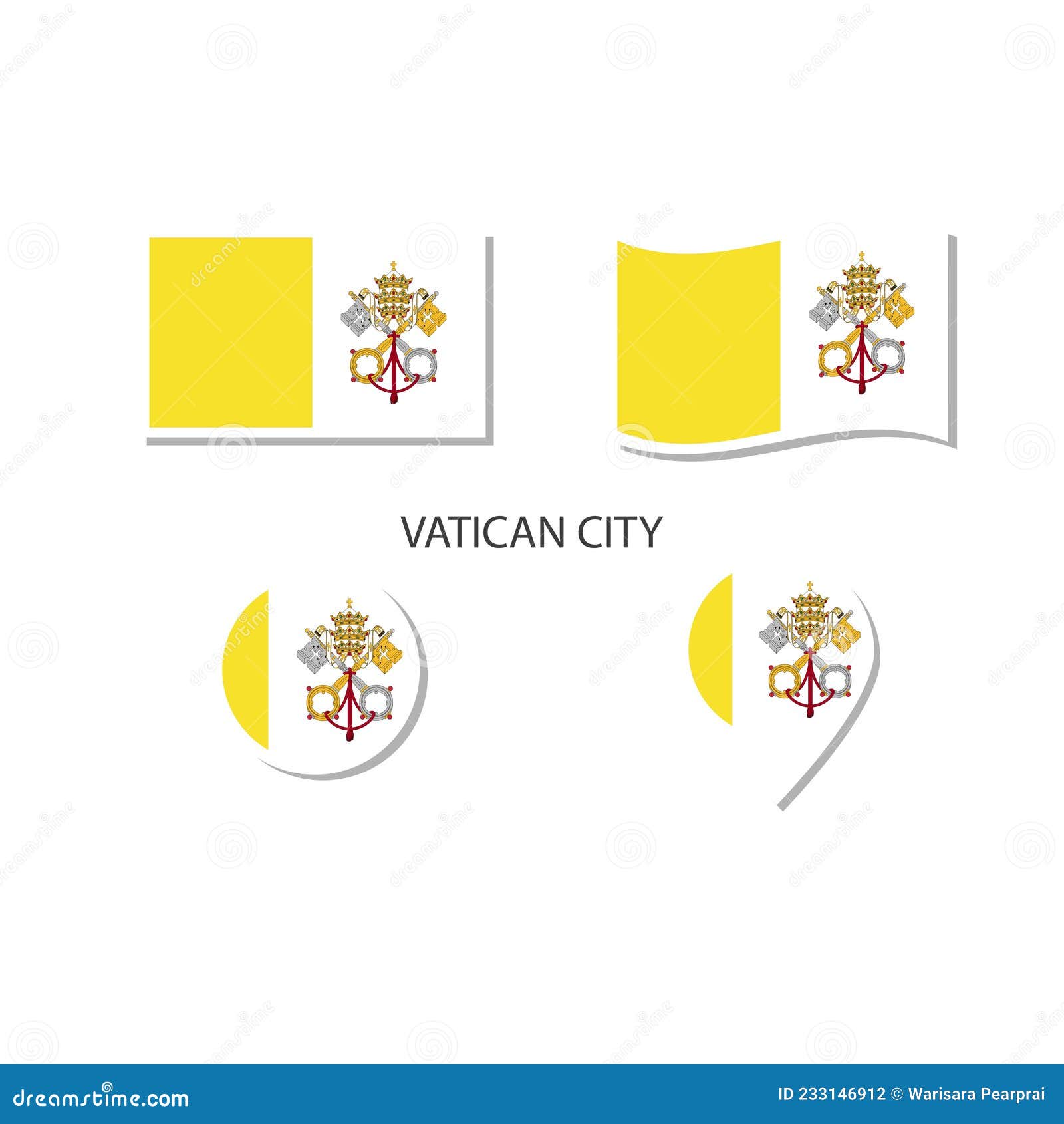 Vatican City Flag Logo Icon Set, Rectangle Flat Icons, Circular Shape ...