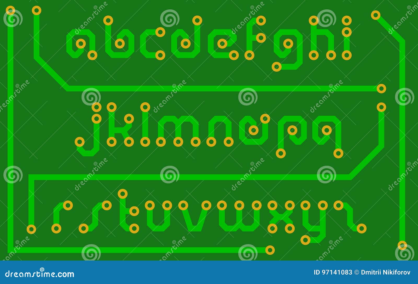 Print Circuit Board in the Form of Alphabet Letter. Vector Font ...