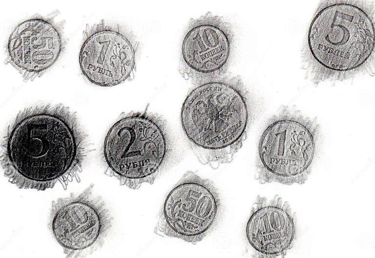 Print of Coins a Graphite Pencil Stock Illustration - Illustration of ...