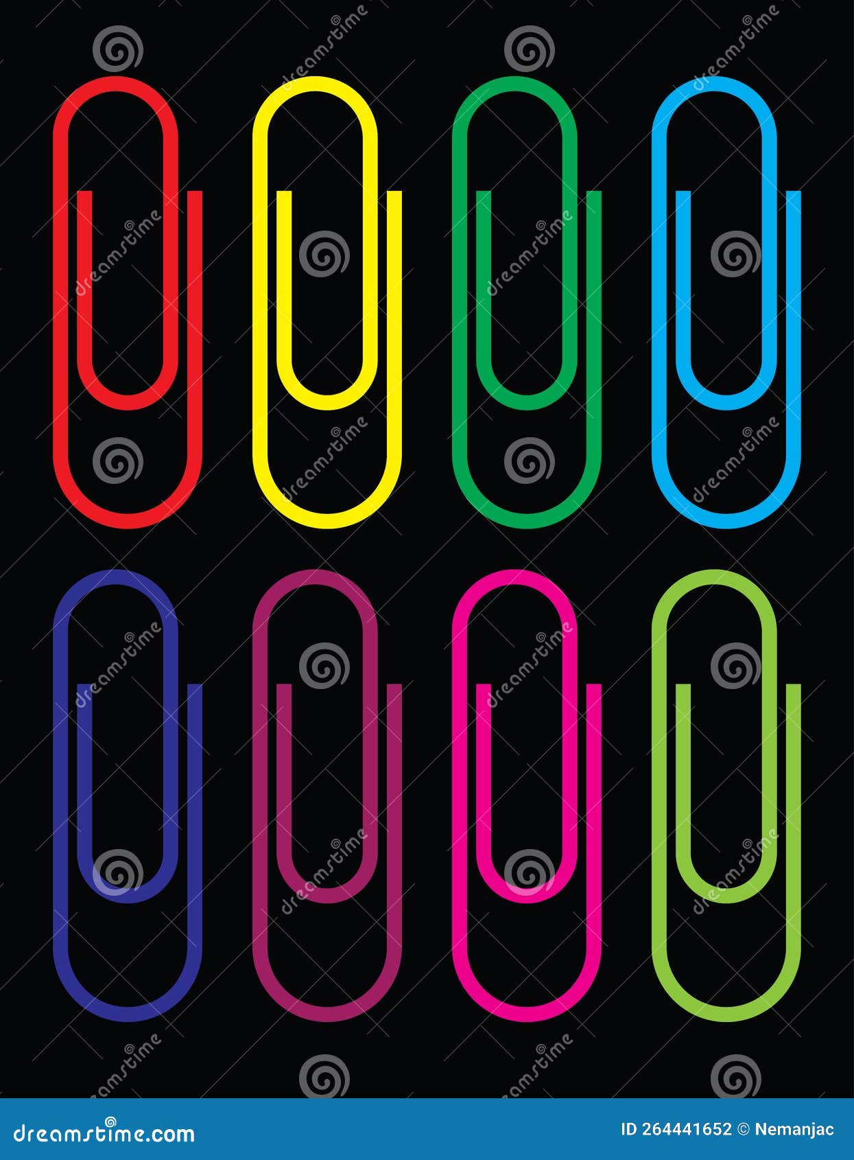 Colorful paperclip set stock illustration. Illustration of design ...