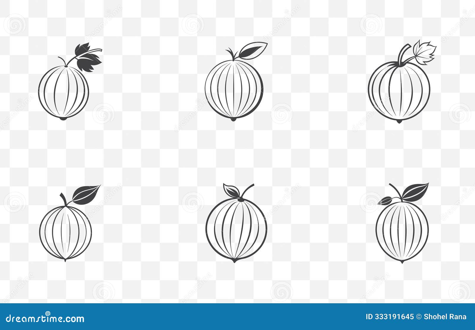 Print Comprehensive Gooseberry Line Art Vector Set Featuring Detailed ...