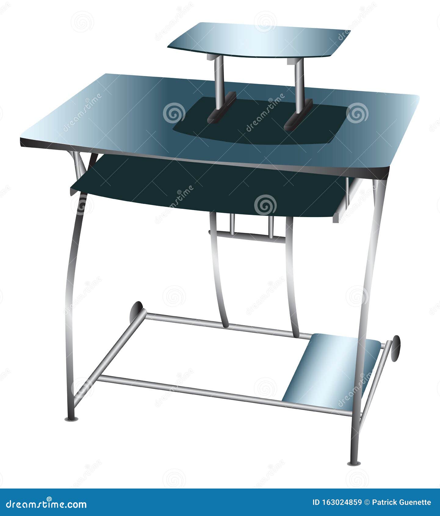 Computer Desk Workstation Vector Stock Vector - Illustration of white ...