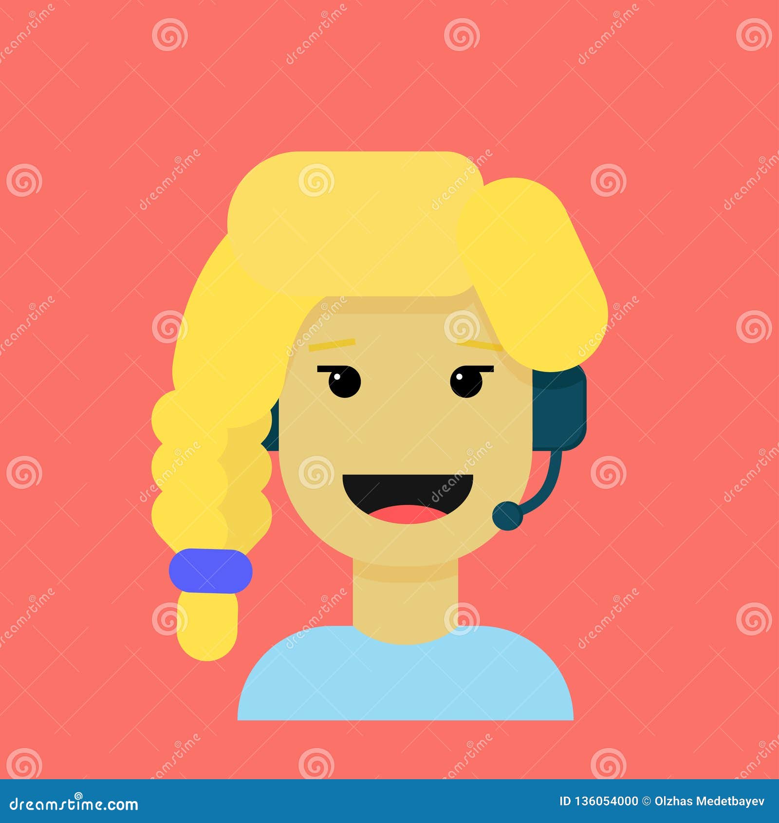 Creative Cartoon Woman Character that Depicts a Call Center Worker ...