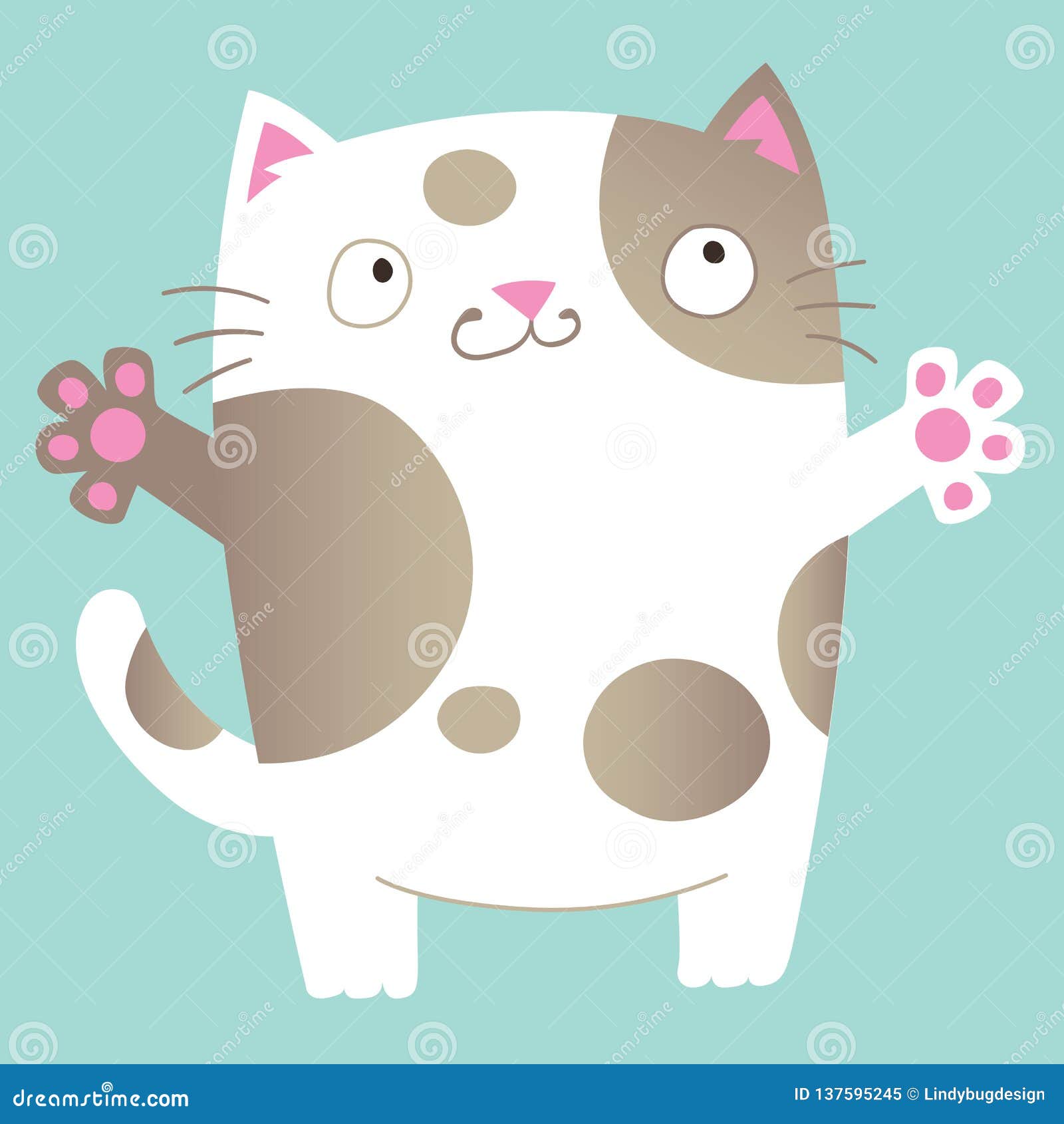 Cute Cartoon Cat Asking for a Hug. Stock Illustration - Illustration of ...