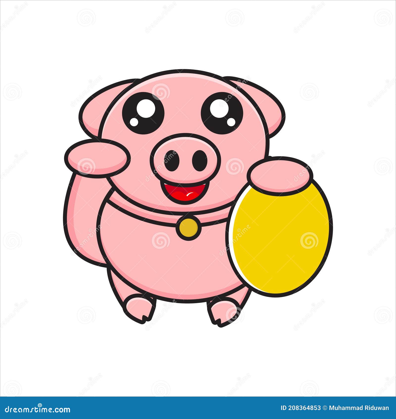 Cute lucky pig mascot stock vector. Illustration of icon - 208364853