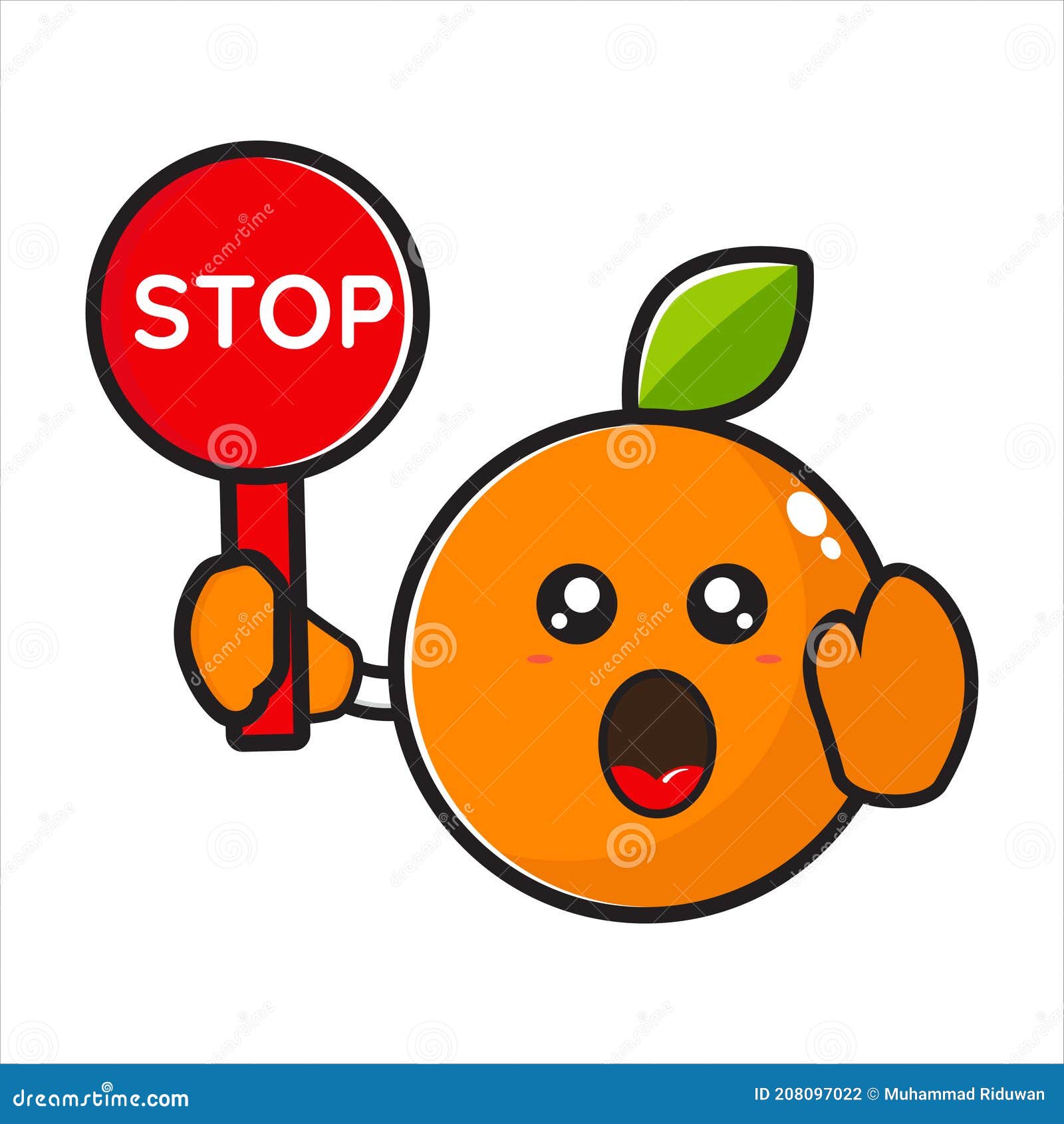 Cute Orange Mascot with Stop Sign Stock Vector - Illustration of ...