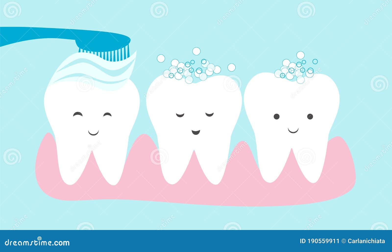 Cute Teeth Cartoon Sticker Set On Blue Background | CartoonDealer.com ...