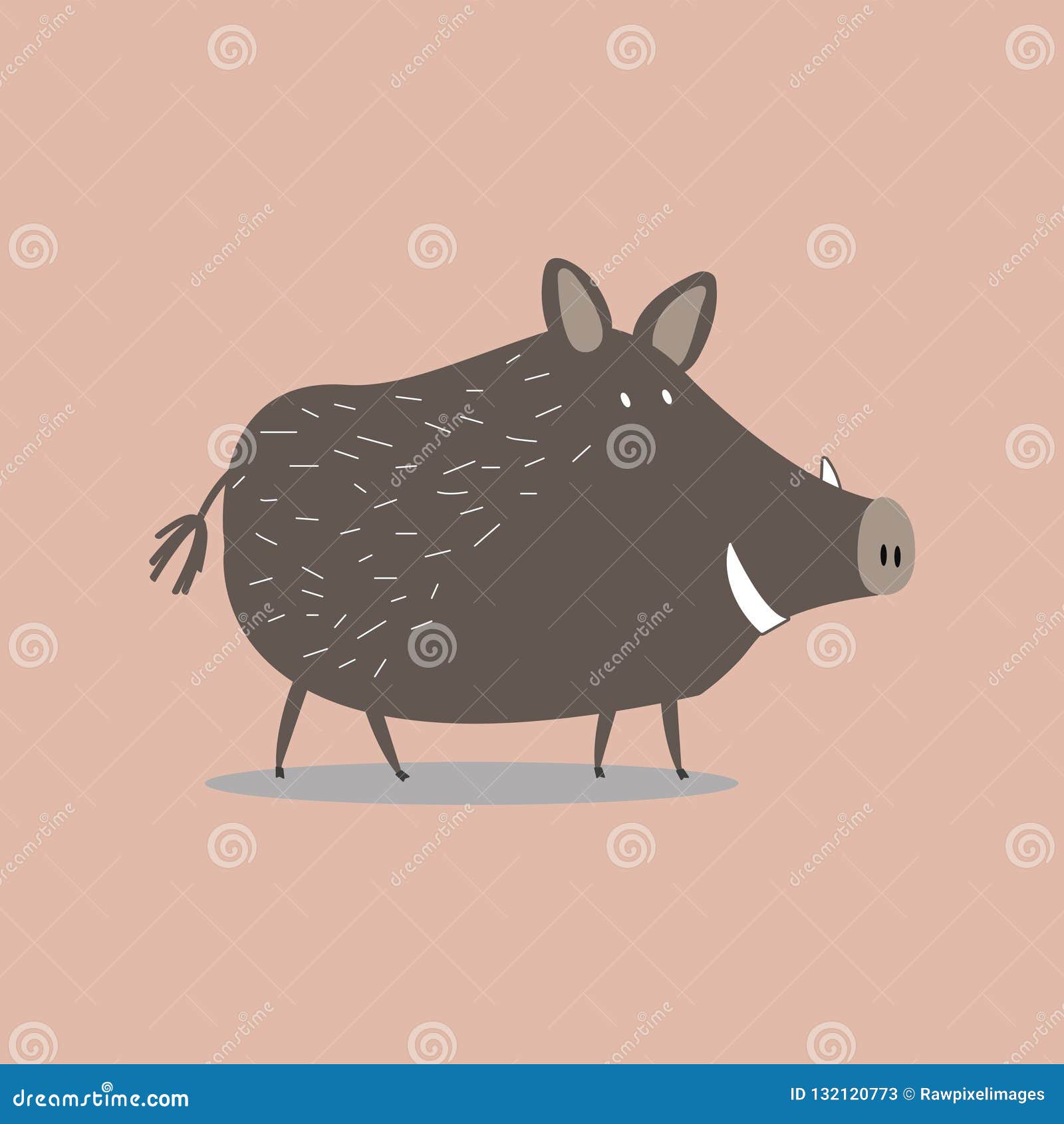 Cute Wild Boar Cartoon Illustration Stock Vector - Illustration of ...