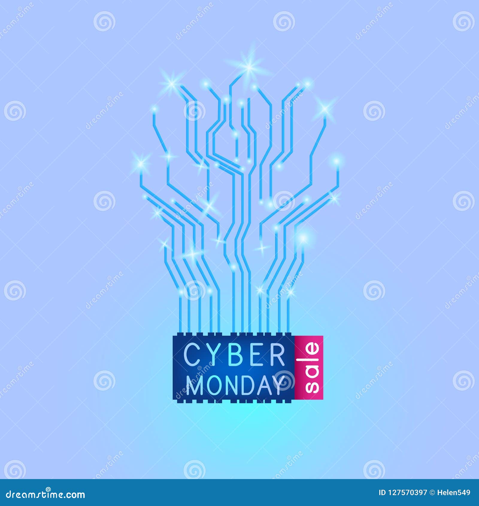 Print Cyber Monday Chip Blue Background Vector Stock Vector ...