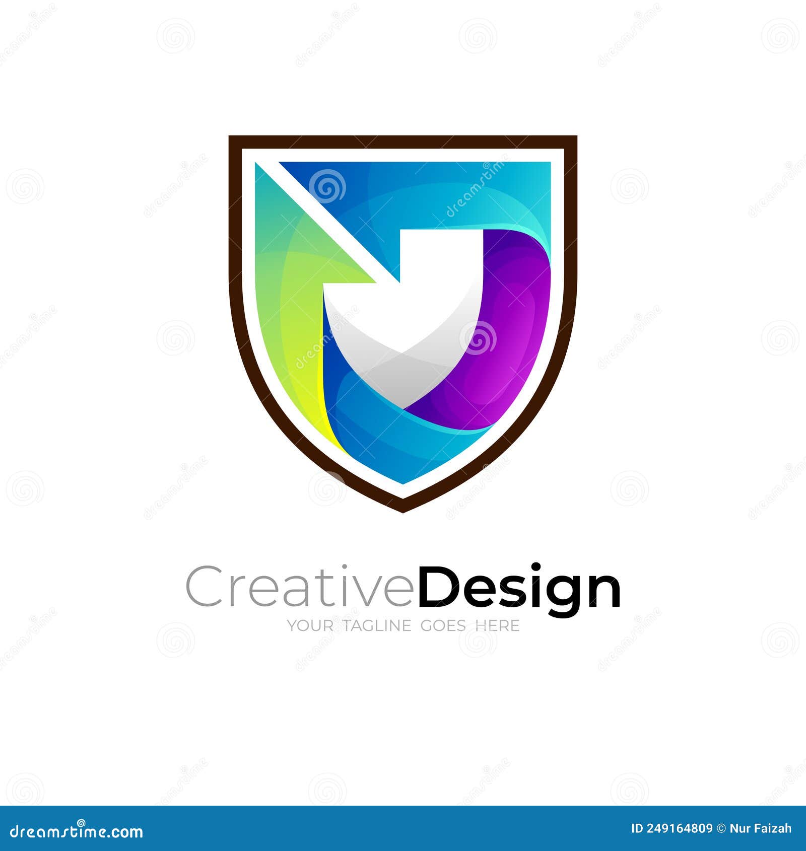 Defense Logo Template, Shield Icon with Colorful Logos Stock Vector ...
