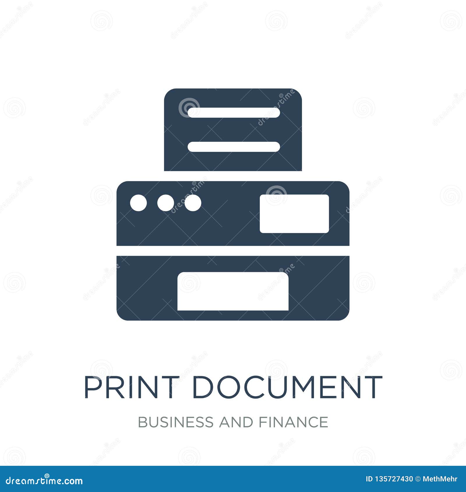 Print Document Icon in Trendy Design Style. Print Document Icon ...