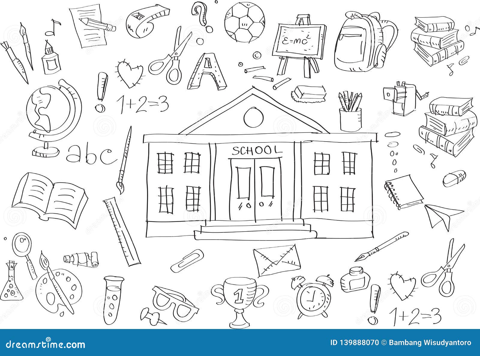 Print Doodle School Pattern Stock Vector - Illustration of symbols ...