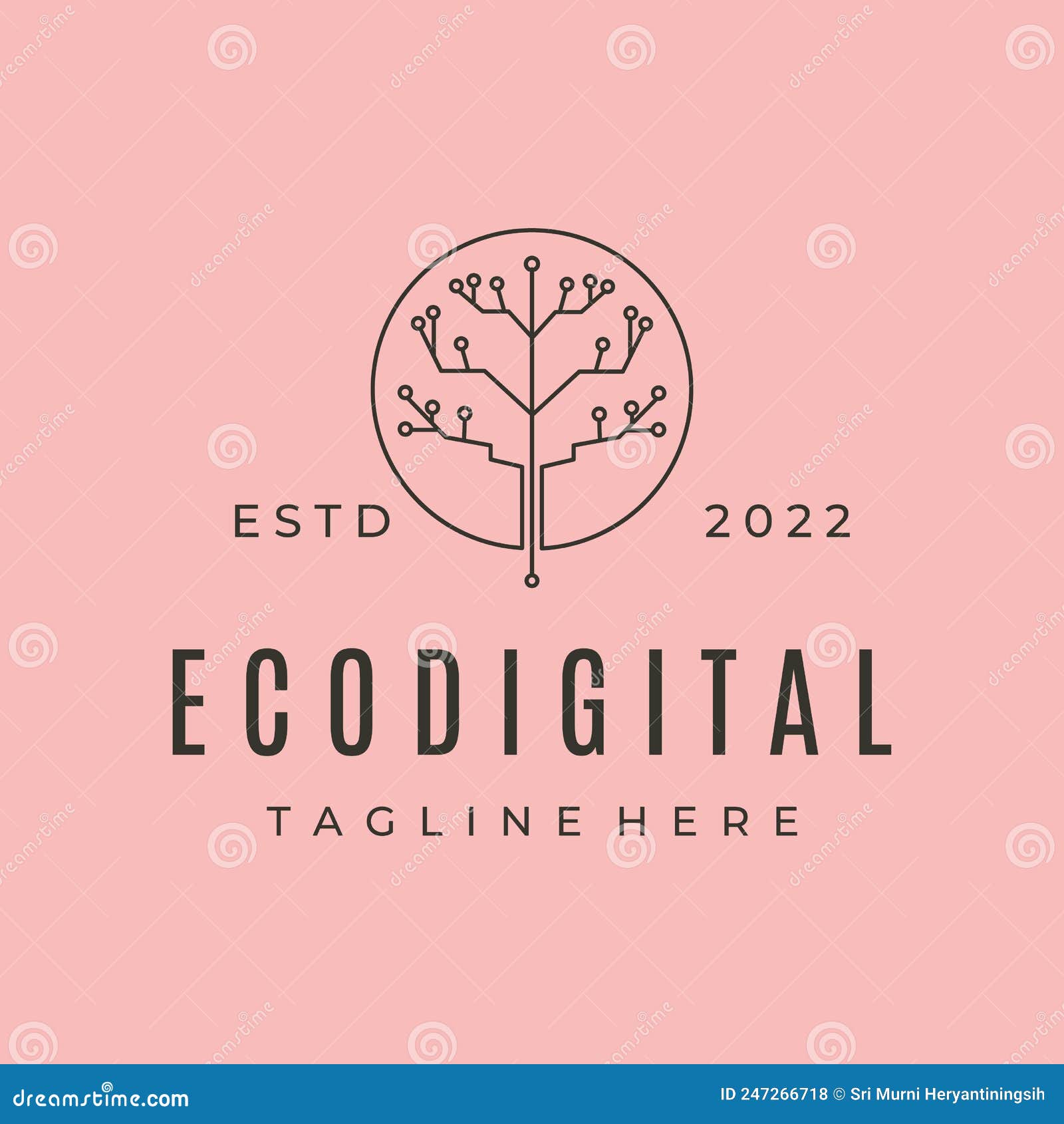 Eco digital line art logo stock vector. Illustration of data - 247266718