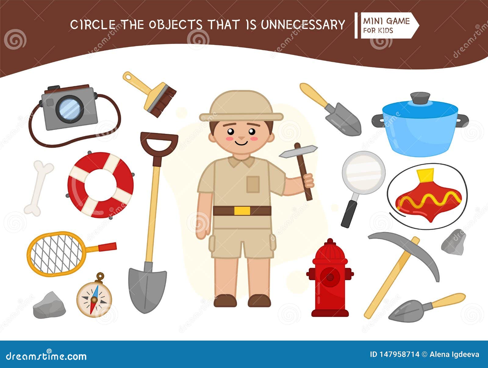 Cartoon Set Of Archaeologist Characters At Work. Raster Illustration In ...