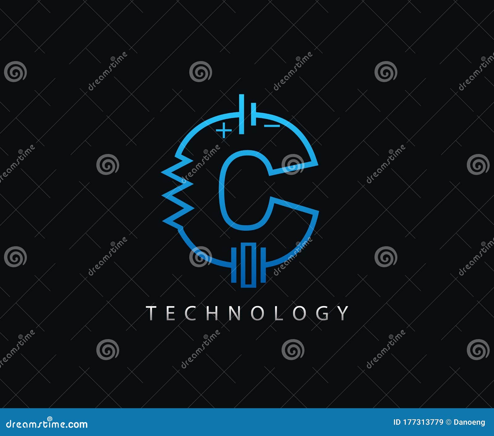 Electric C Letter Logo Design Stock Vector - Illustration of element ...