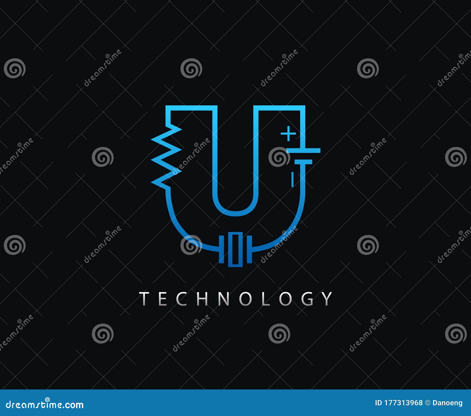 Electric U Letter Logo Design Stock Vector - Illustration of design ...