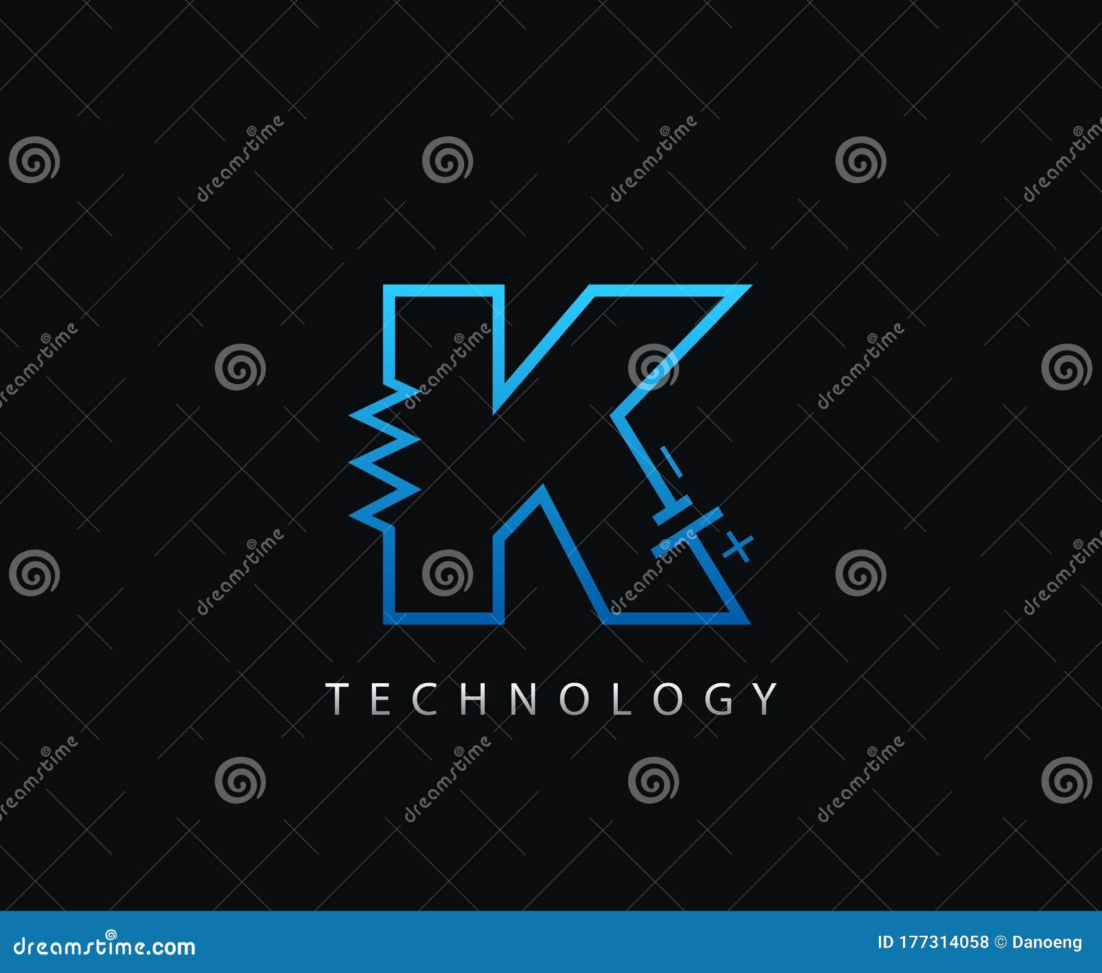 Electric Techno K Letter Logo Design Stock Vector - Illustration of ...